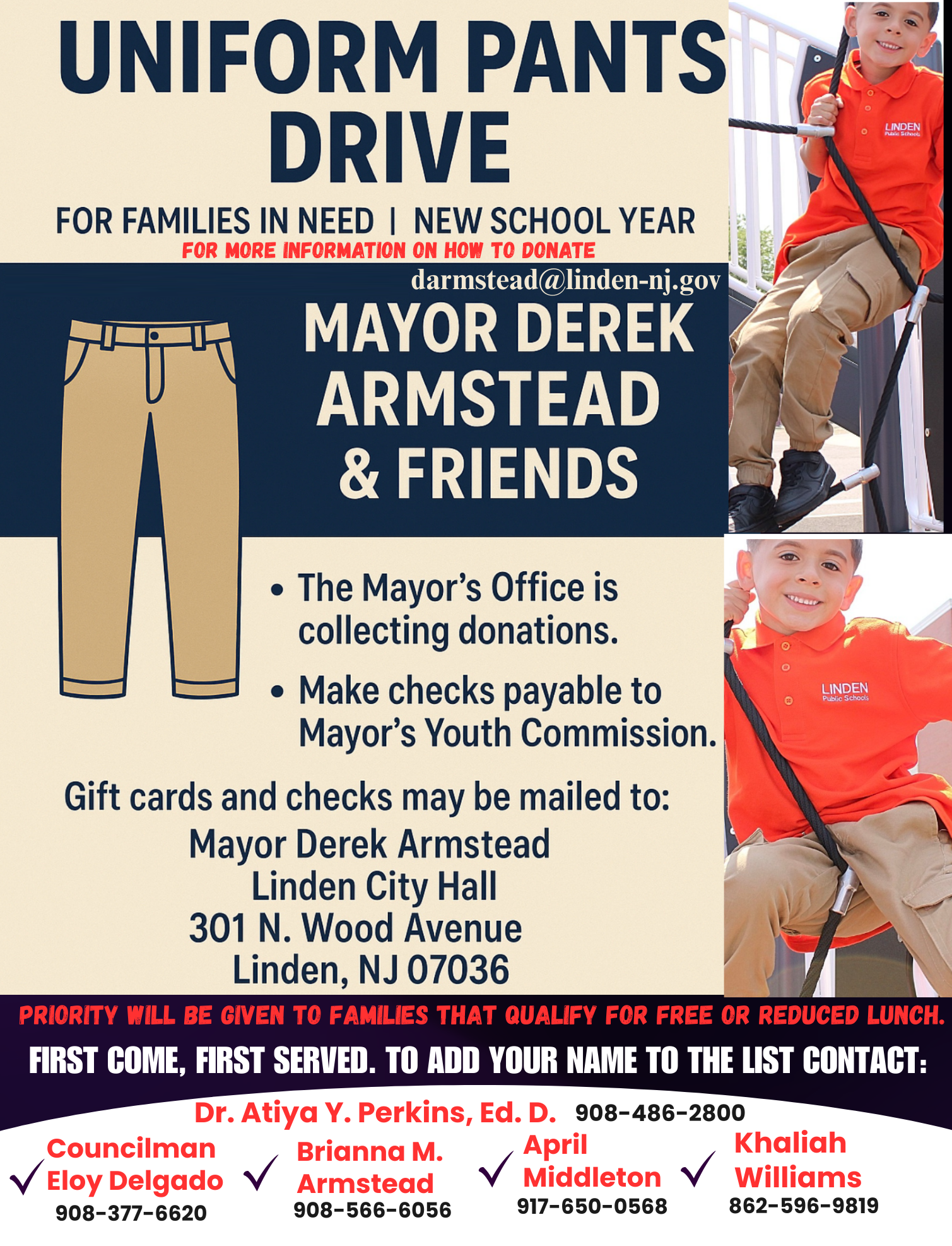 Uniform Pants Drive – City of Linden